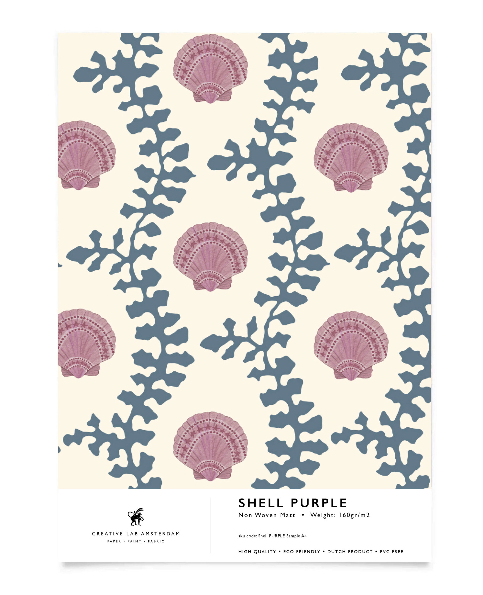 Shell Purple Wallpaper Sample A4 - Creative Lab Amsterdam B2B