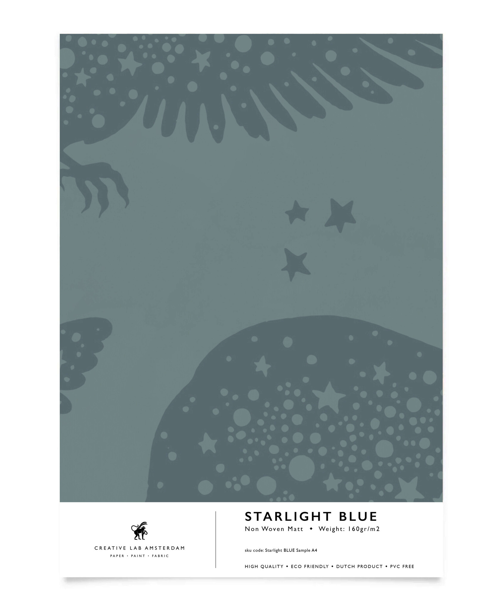 Starlight Blue Wallpaper Sample A4 - Creative Lab Amsterdam B2B