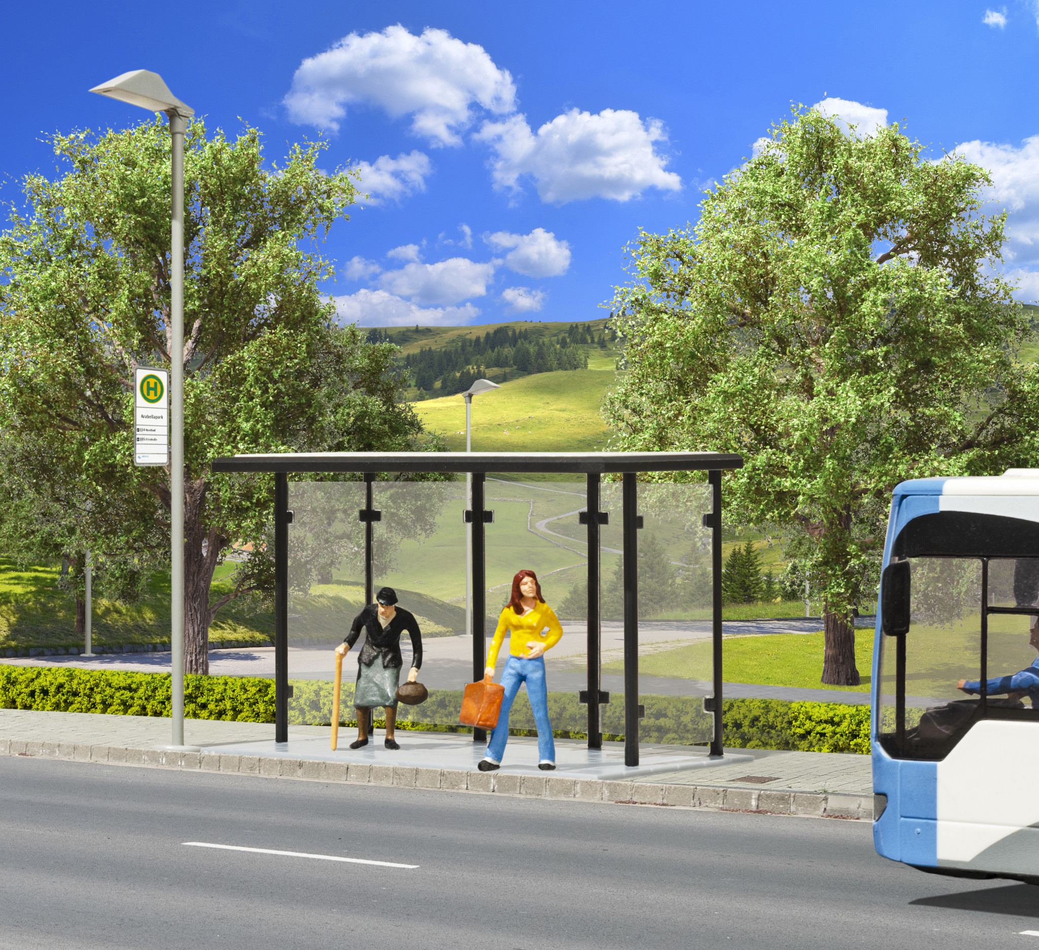 KIBRI N Bushaltestelle mit Flachdach - Dombrug Train Support