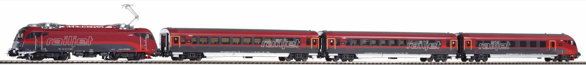PIKO PIKO H0 Hobby und Expert 58132 ~Zugset Railjet Rh1216 + 3 Wagen ...