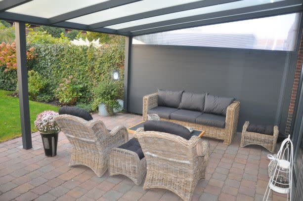 Zijwand aluminium rabat met poly spie incl montage 300cm - Veranda Paleis