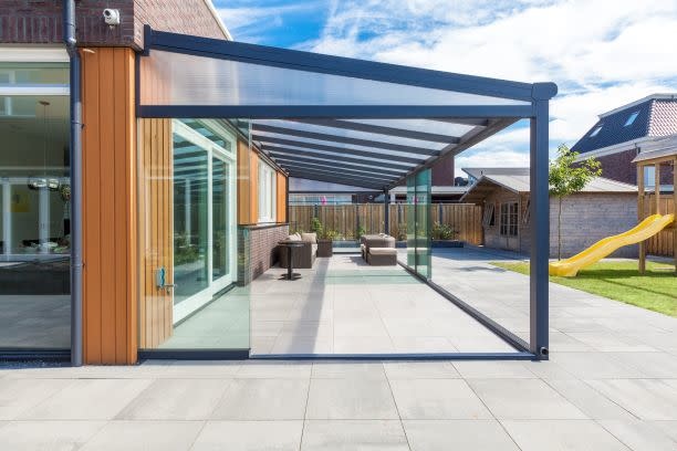 Glasschuif zijwand + poly spie incl. montage 3000mm / 4 x 820 - Veranda ...