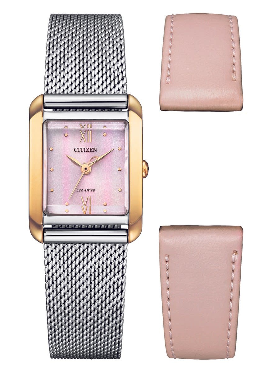 CITIZEN Dames horloge staal met zacht roze glitter wijzerplaat ...