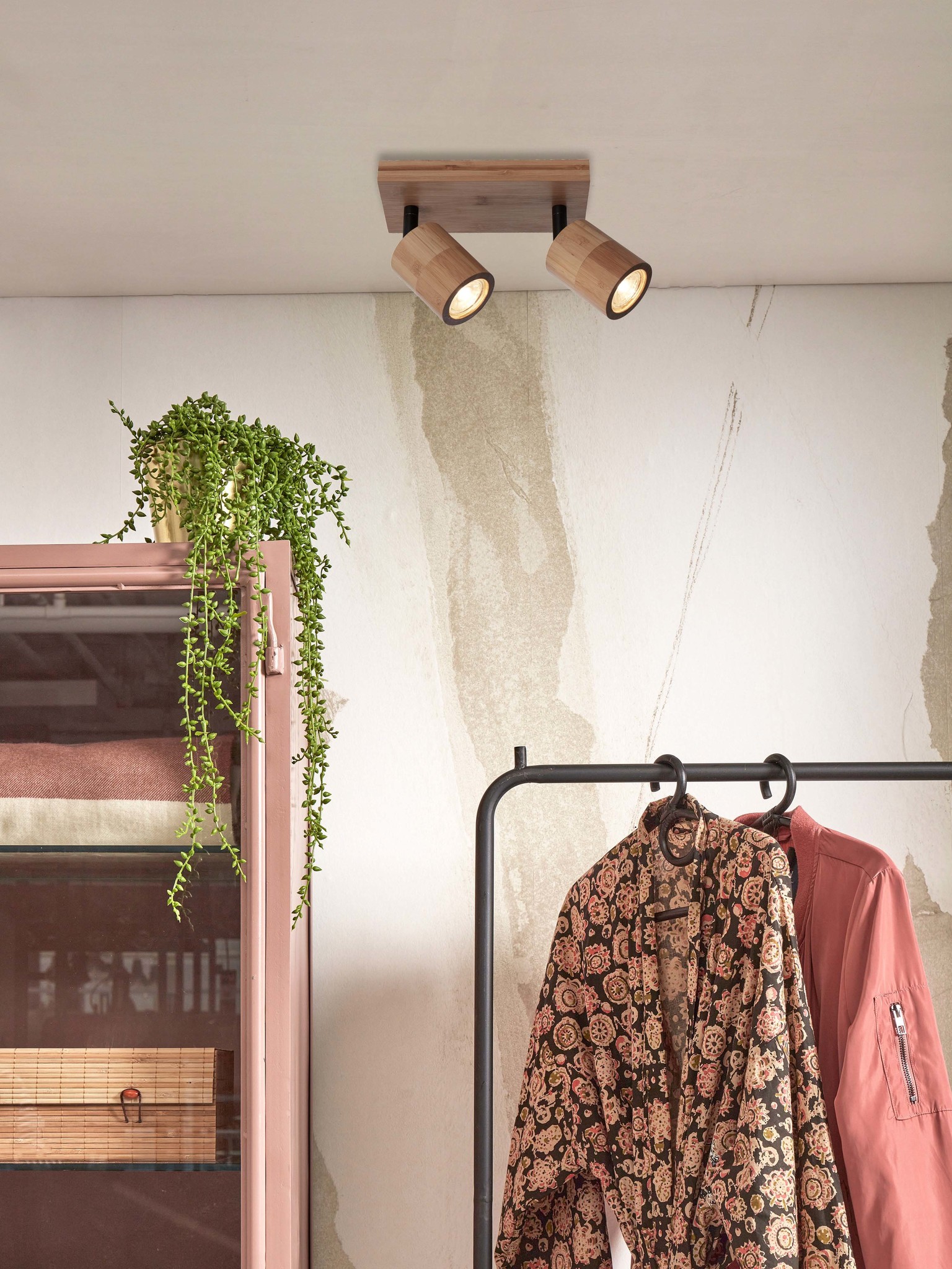 Good&Mojo Plafondspot Java bamboe naturel met 2 spots - Homecompanyshop.nl