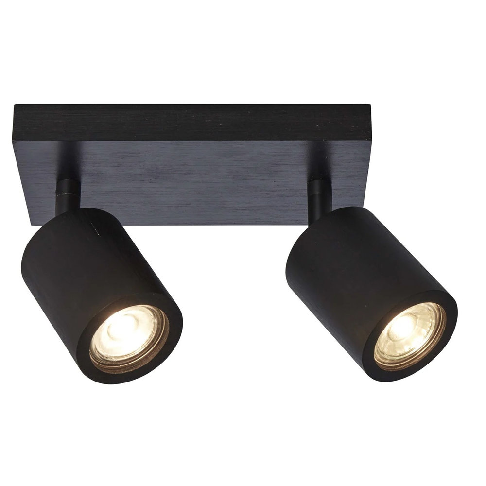 Good&Mojo Plafondspot Java bamboe zwart met 2 spots - Homecompanyshop.nl