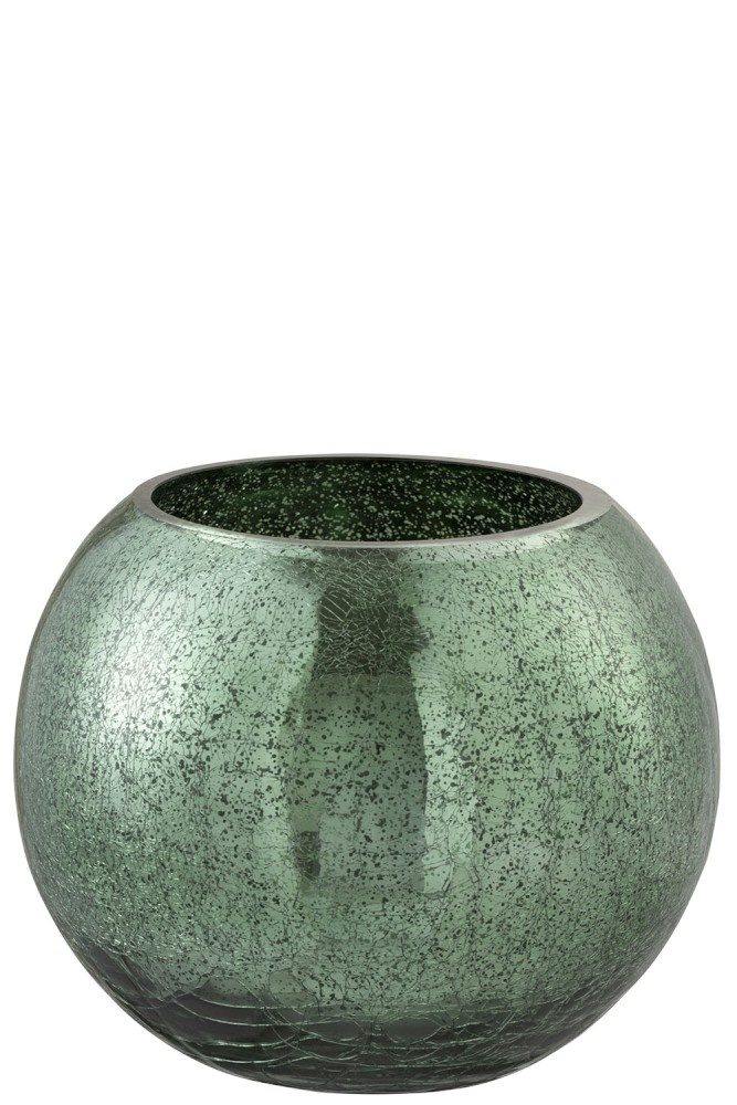 Theelichthouder Bol Glas Groen - Large - Sl-homedecoration.com