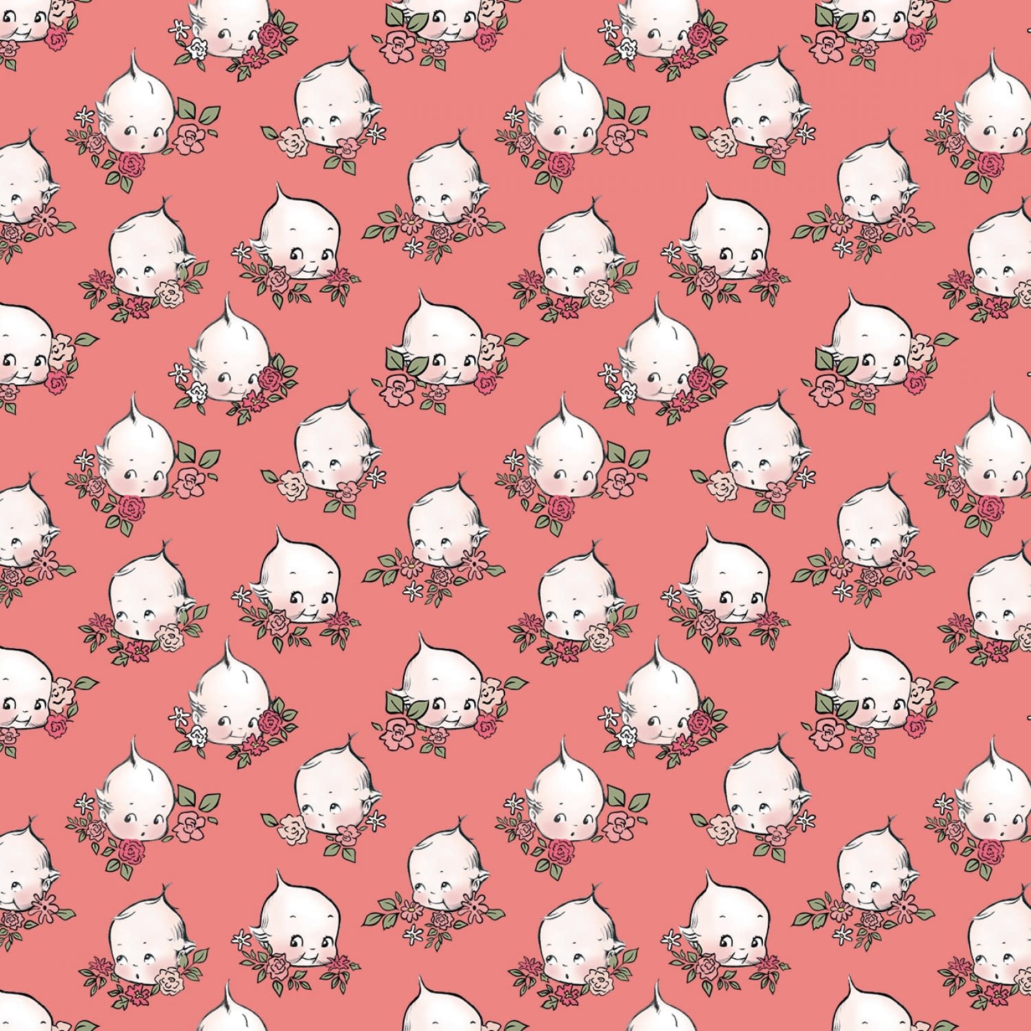 Riley Blake Designs Sew Kewpie - Faces Coral - Nanno Creative