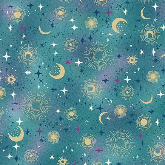 Makower UK Luna - Constellation Teal - Nanno Creative