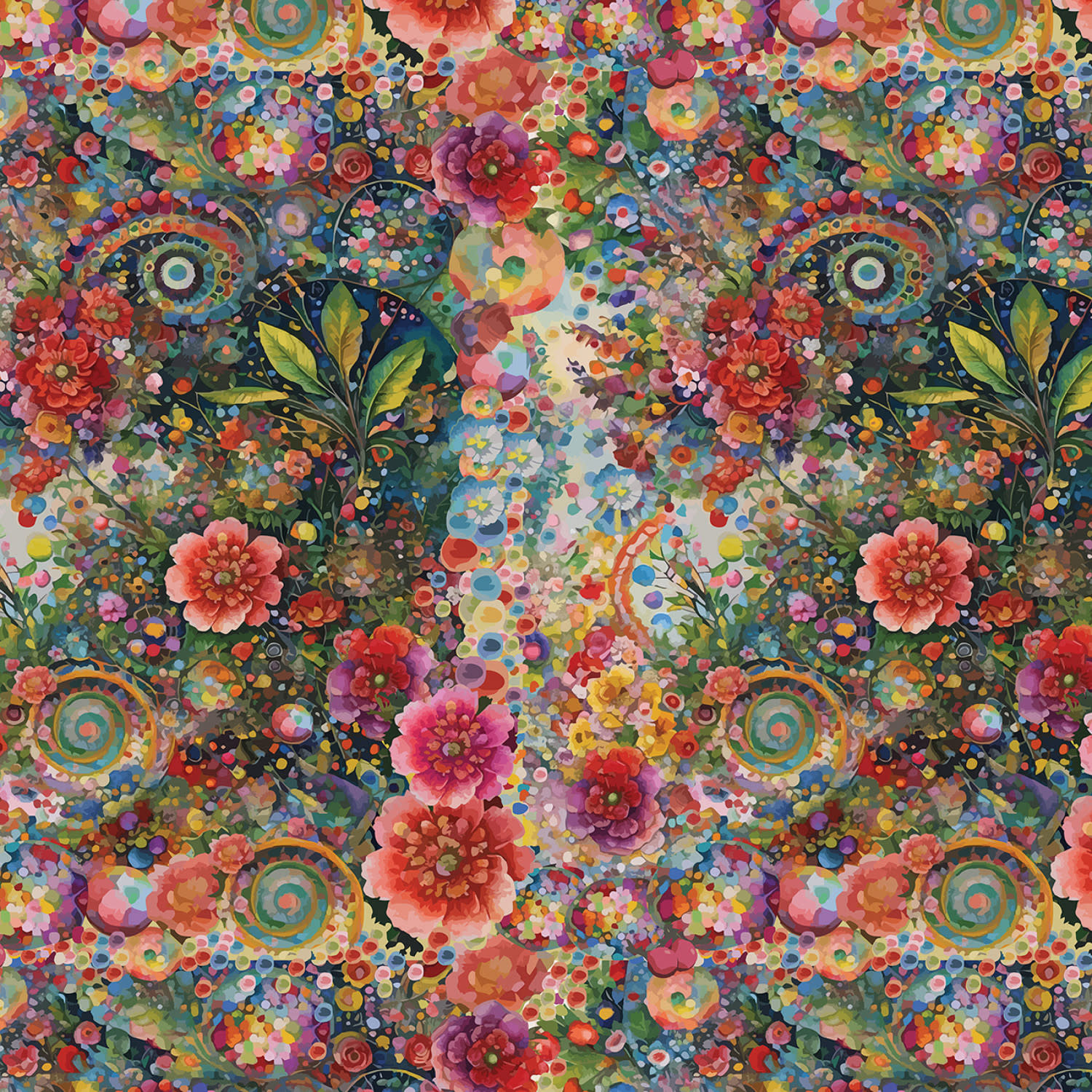 Whimsical Flower Garden - Small Abstract Flower Multi W5536-130-MULTI ...