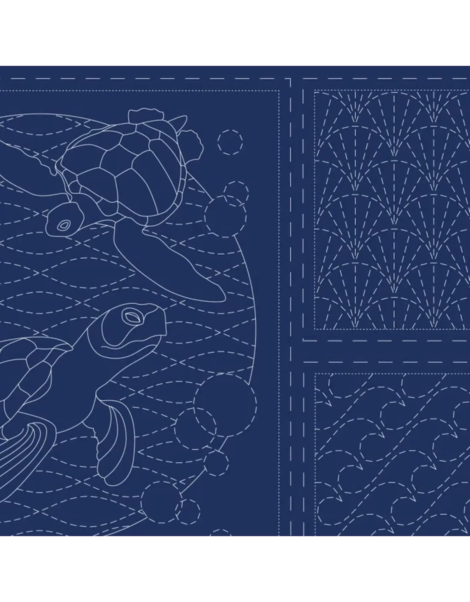 Devonstone - Sashiko Stitchery Panel - Ocean - Navy - DV4091 - Nanno Creative