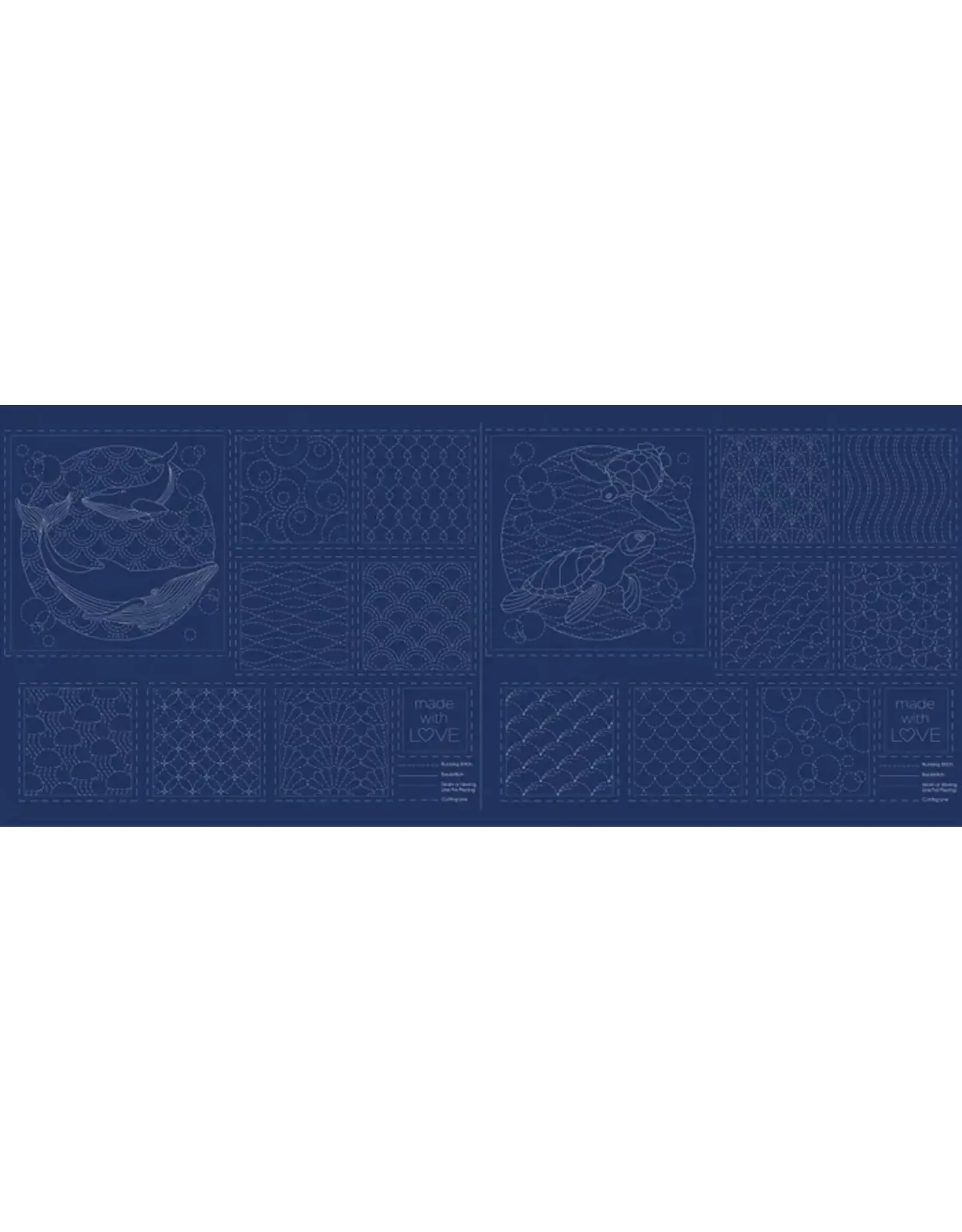 Devonstone - Sashiko Stitchery Panel - Ocean - Navy - DV4091 - Nanno ...