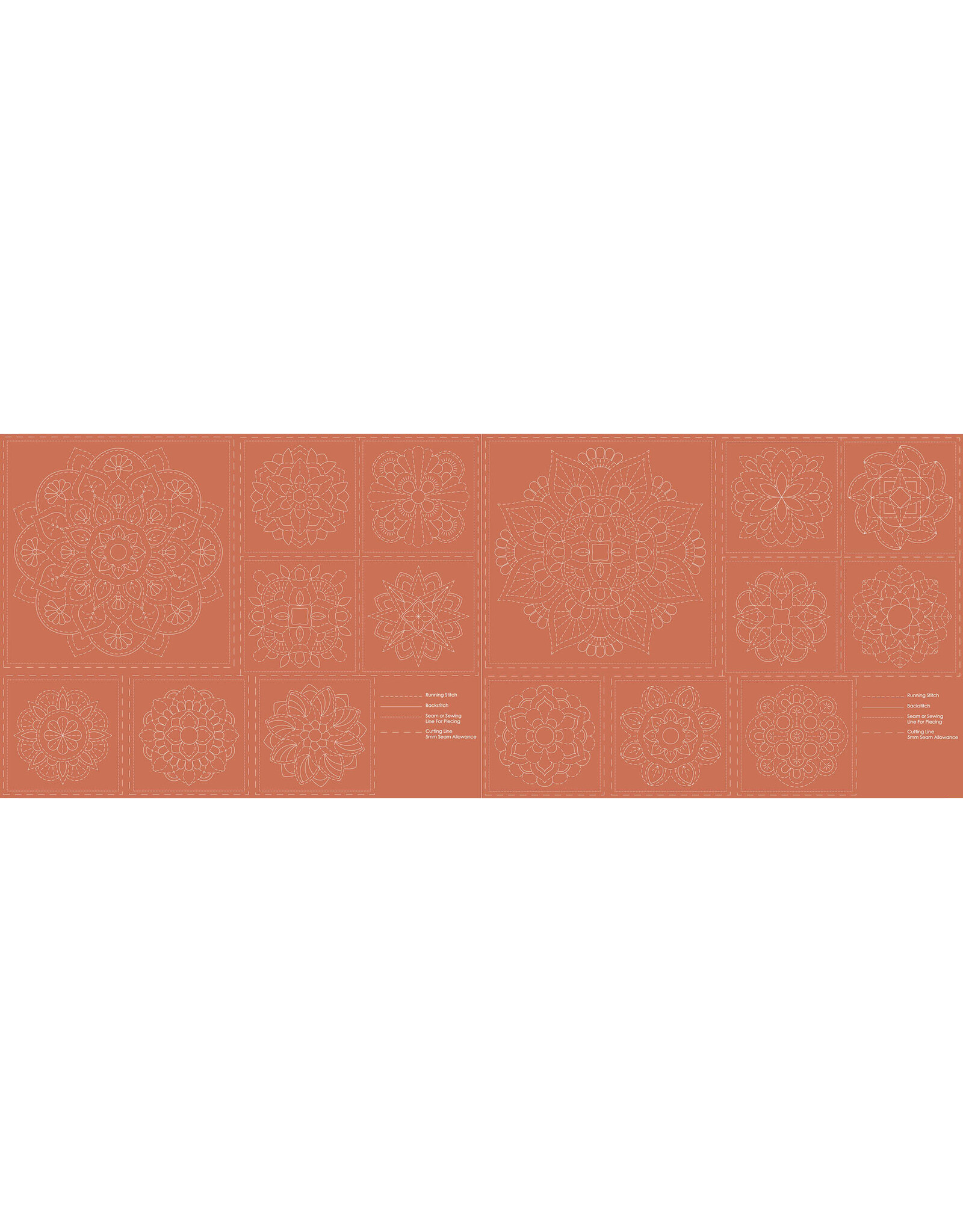 Devonstone - Sashiko Stitchery Panel - Mandala - Terracotta - DV4062 ...