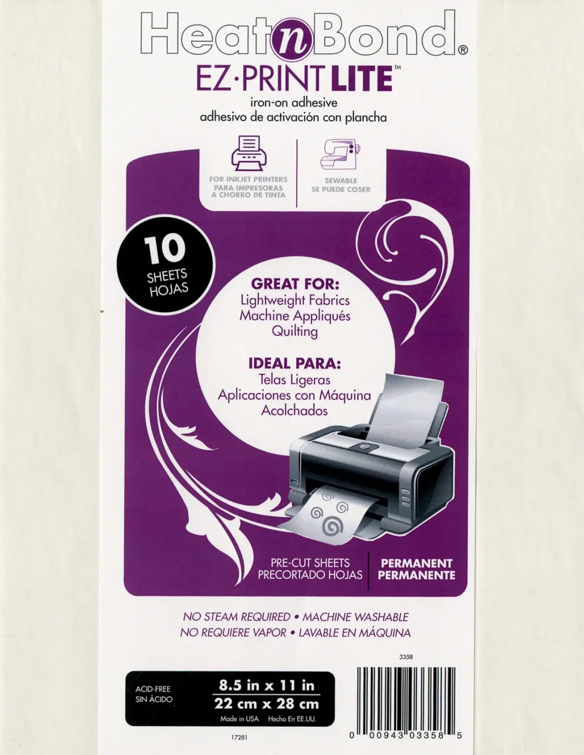 Therm O Web - Heat N Bond - LITE - EZ Print - 10 sheets - Nanno Creative