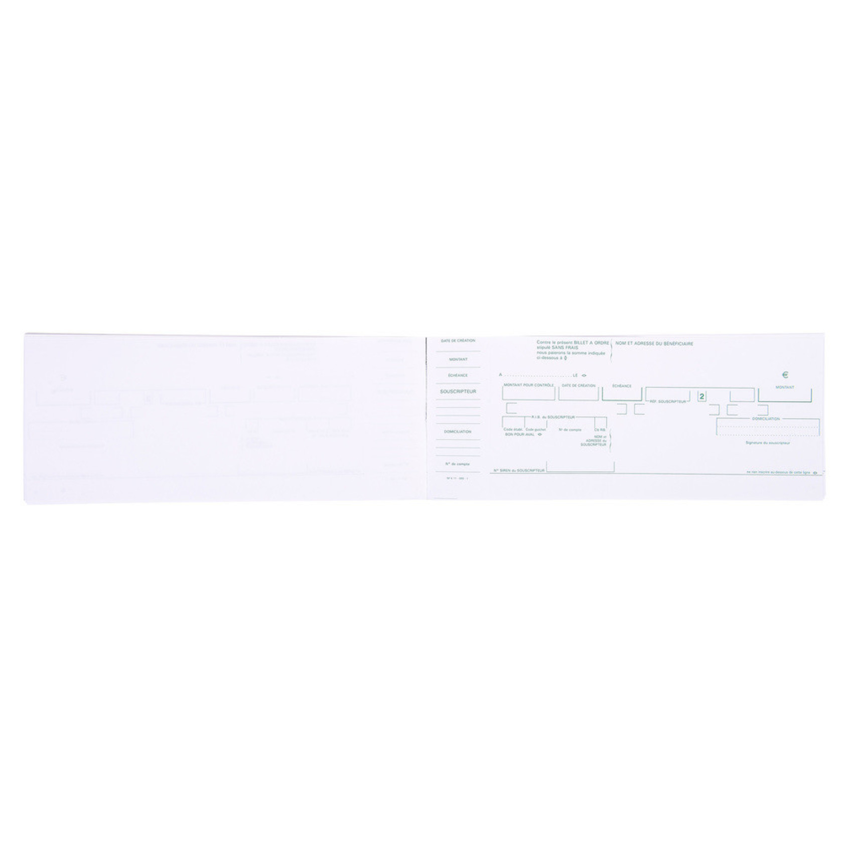 "Carnet à souche ""Billets à ordre"" NF K 11080 de 50 feuillets ...
