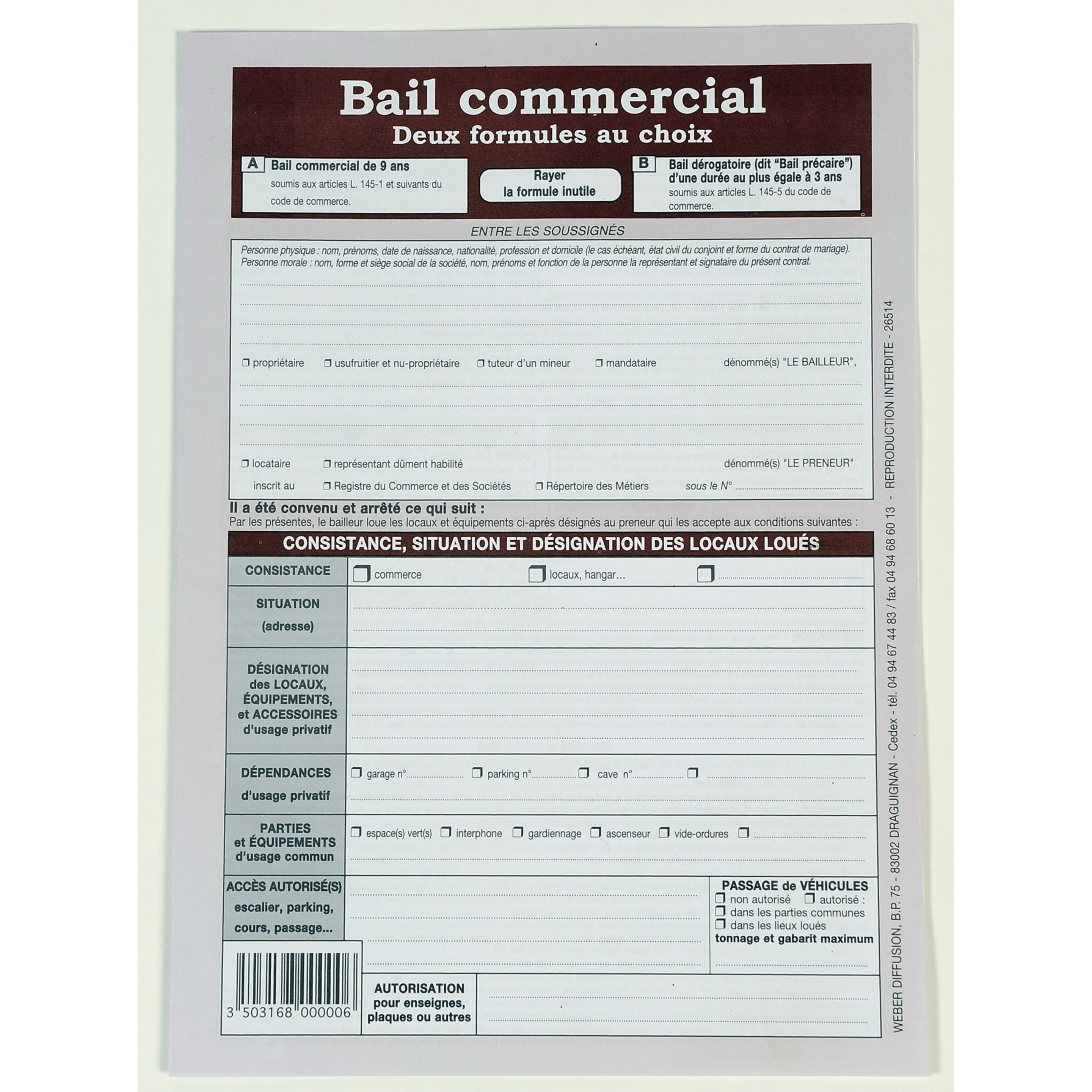 BAIL COMMERCIAL - Papeterie Michel