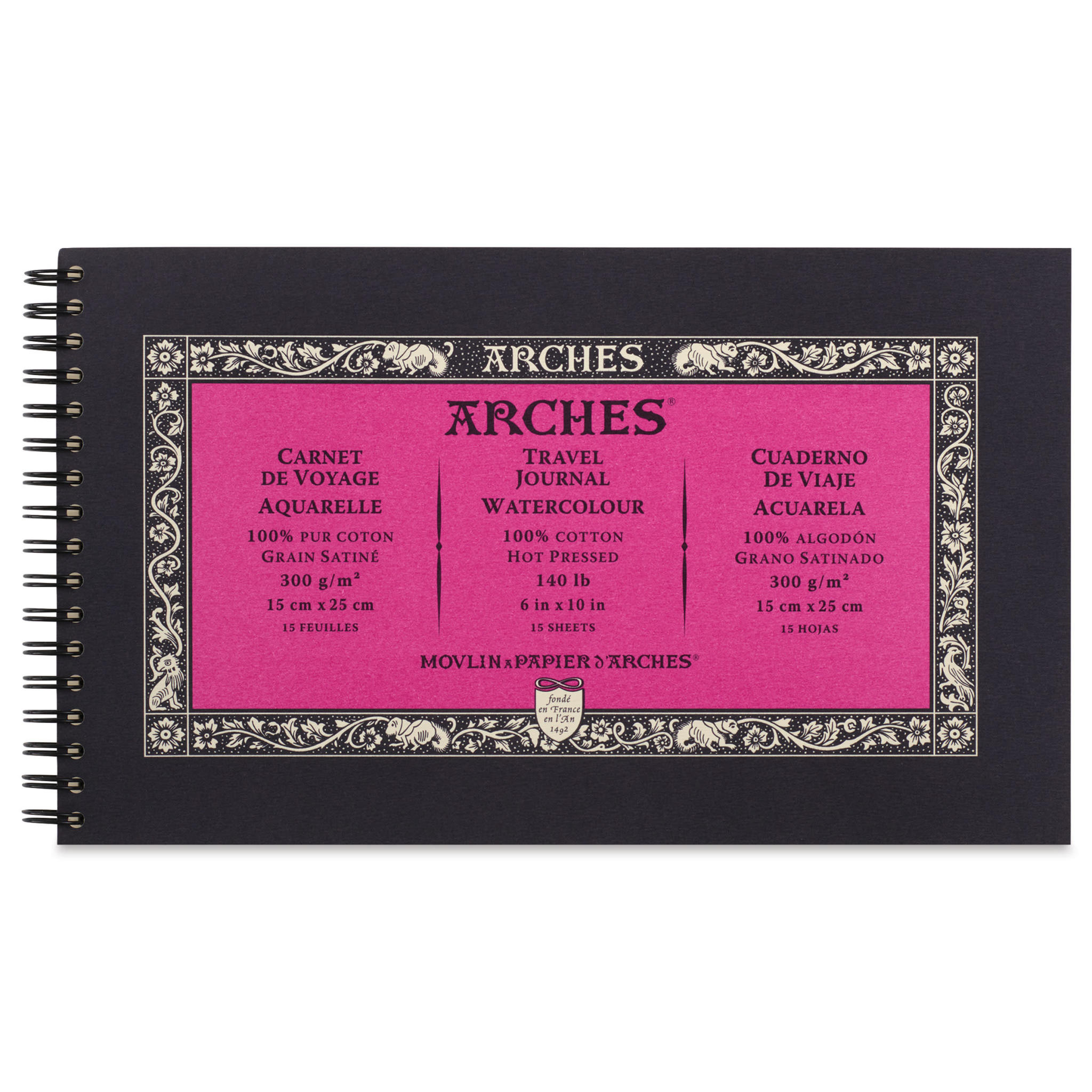 Carnet Spiralé Aquarelle Grain Satiné 300 G/M² 15x25 cm - Papeterie Michel
