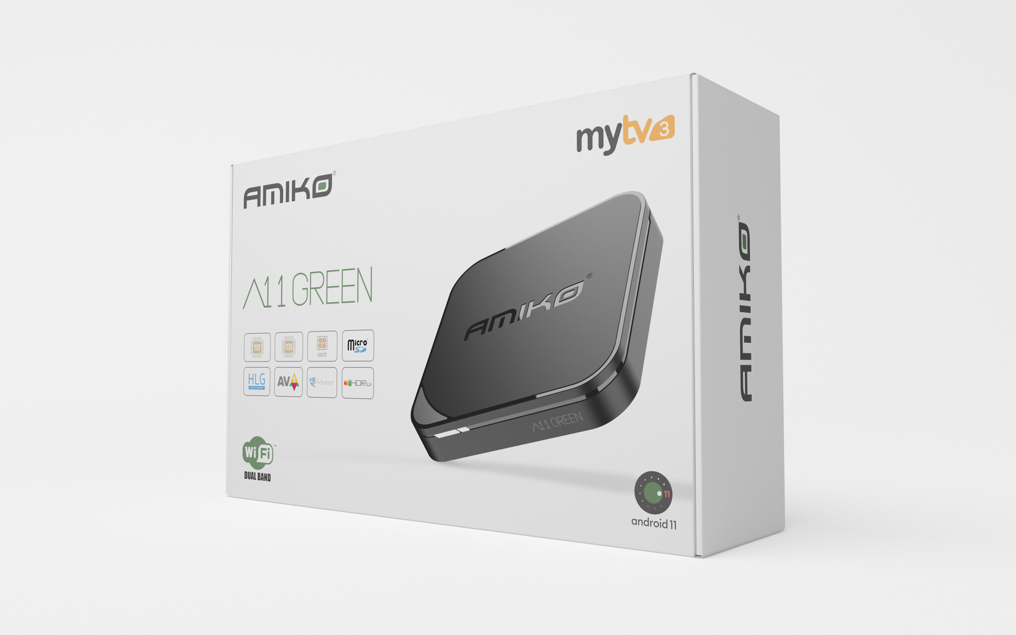 Amiko A11 Green 4K UHD Streaming Box - ASATGROOTHANDEL.NL
