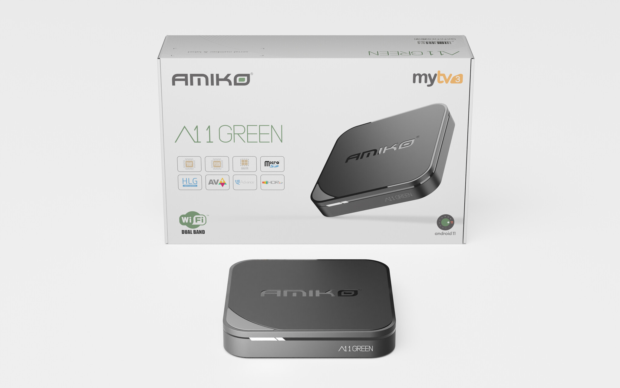 Amiko A11 Green 4K UHD Streaming Box - ASATGROOTHANDEL.NL