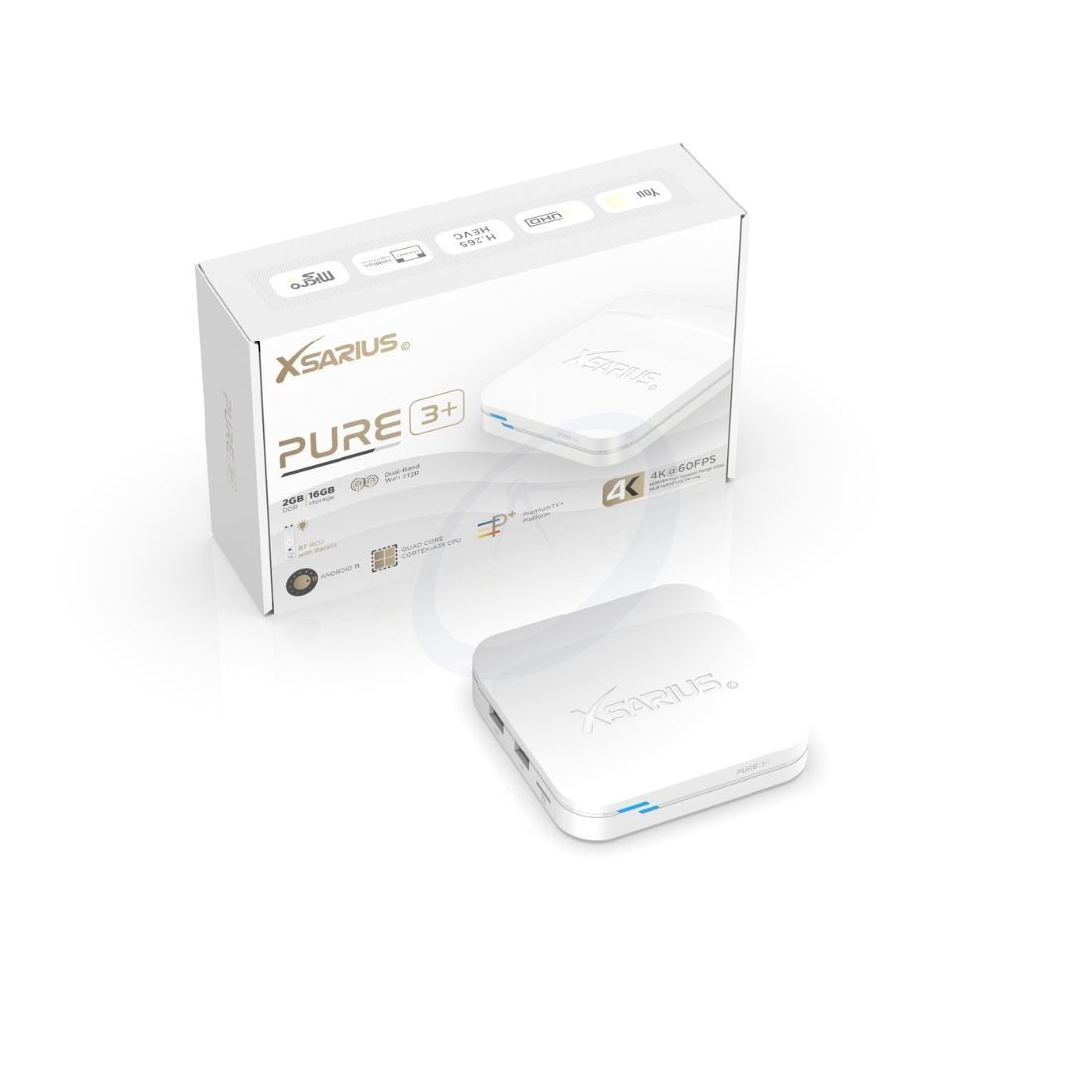 Xsarius Pure 3+ Streaming Box 4K UHD - White - ASATGROOTHANDEL.NL