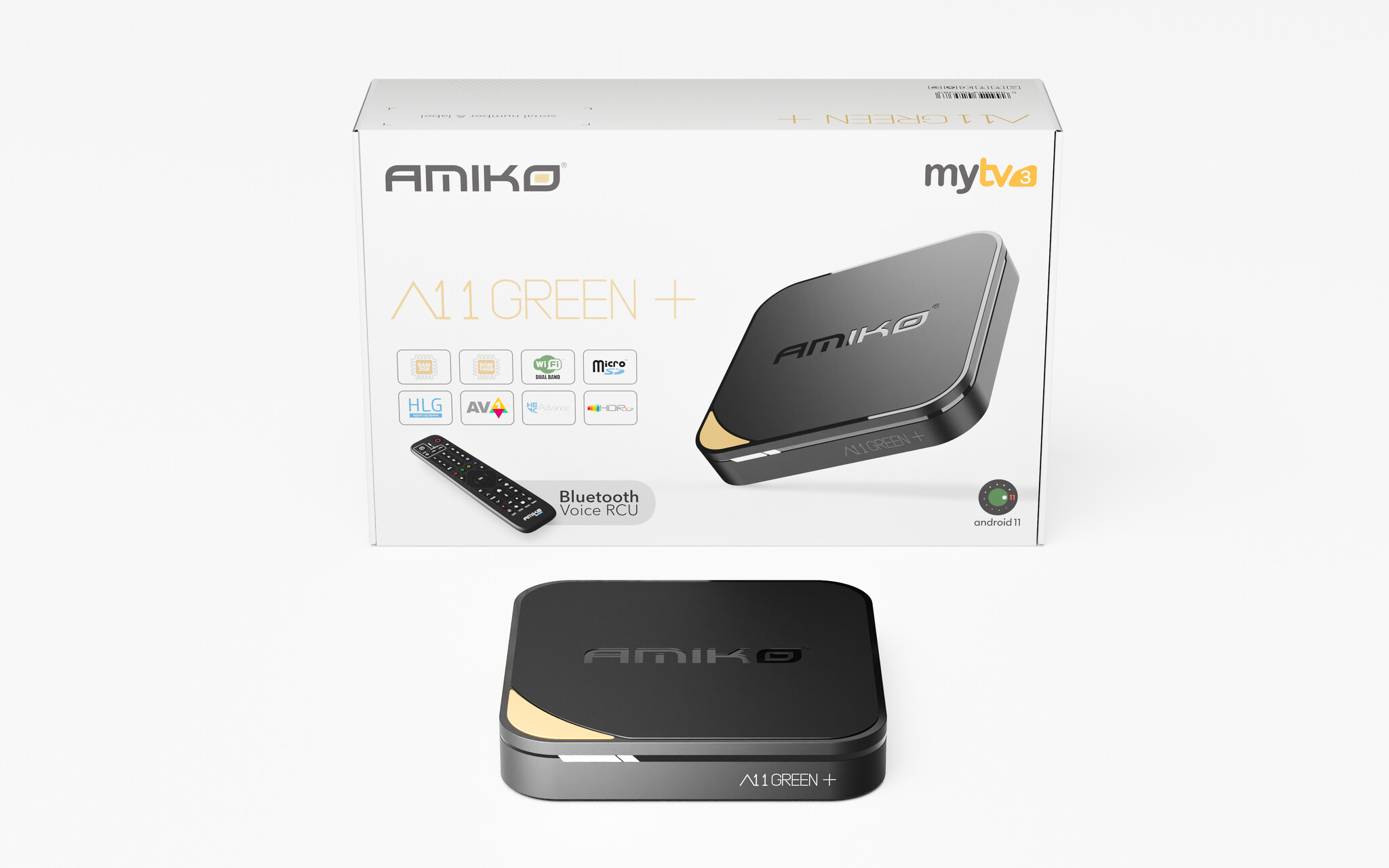Amiko A11 Green+ 4K UHD Media Streaming Box - ASATGROOTHANDEL.NL