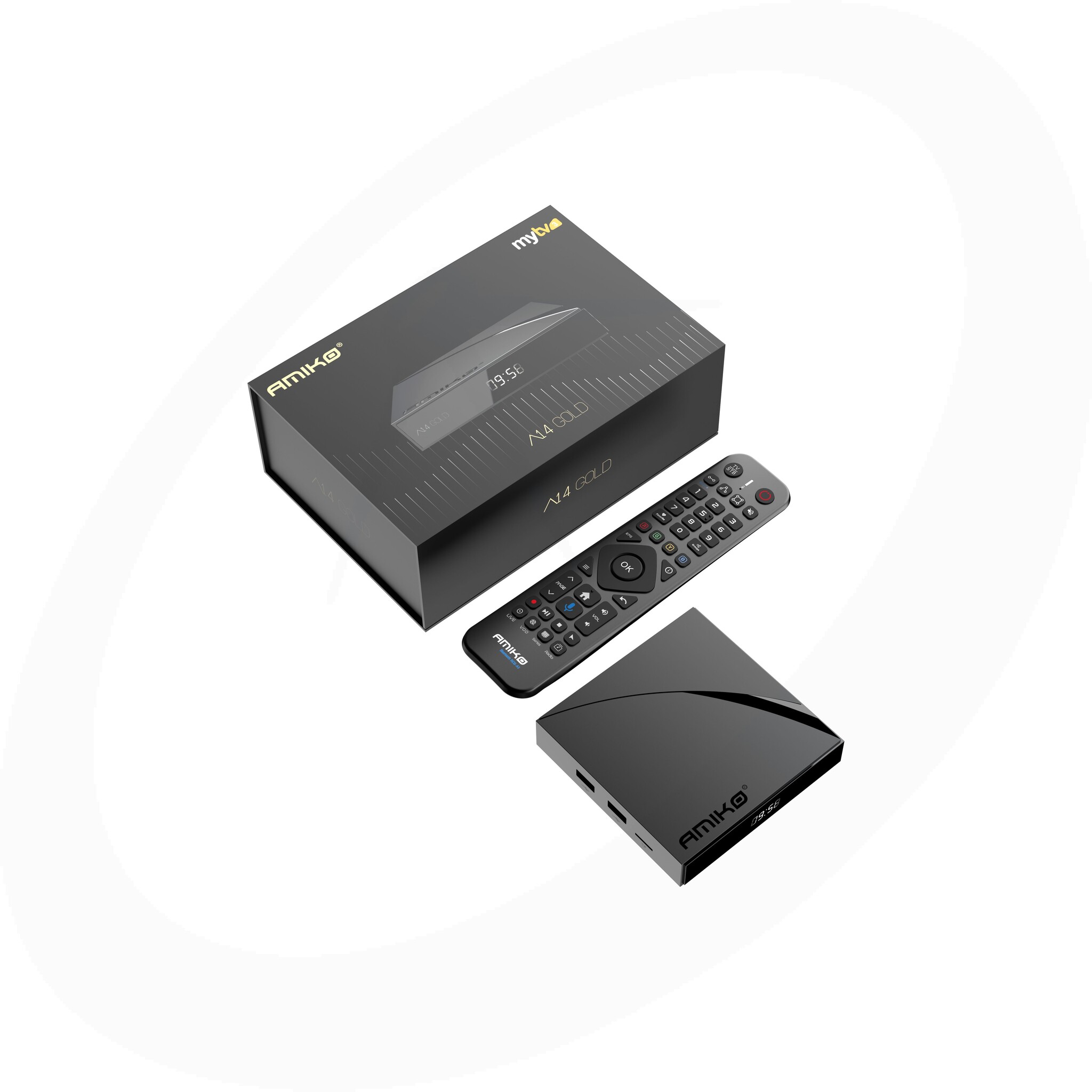 Amiko A14 Gold 4K Android OTT Media Streamer - ASATGROOTHANDEL.NL