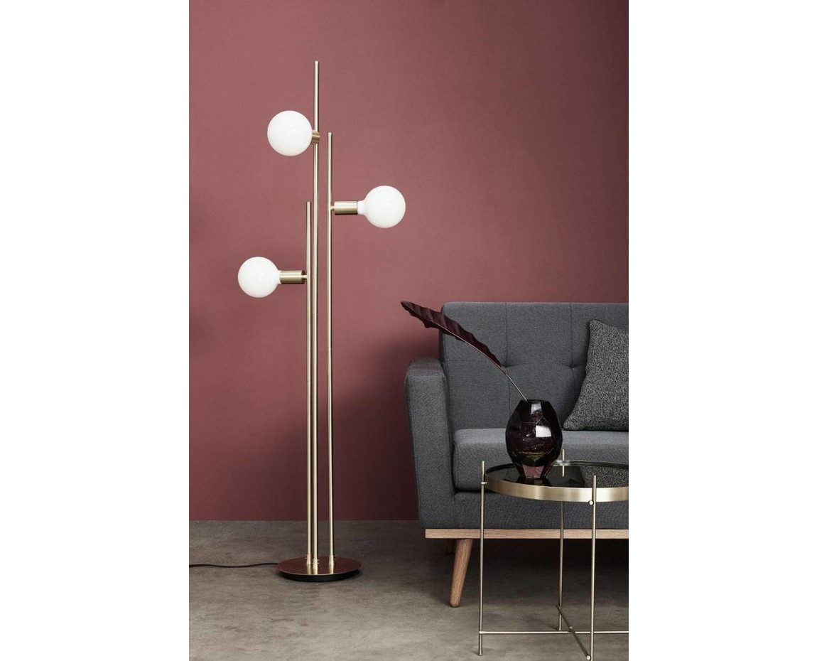 Hübsch Floor lamp brass with light source - LIVING AND CO.