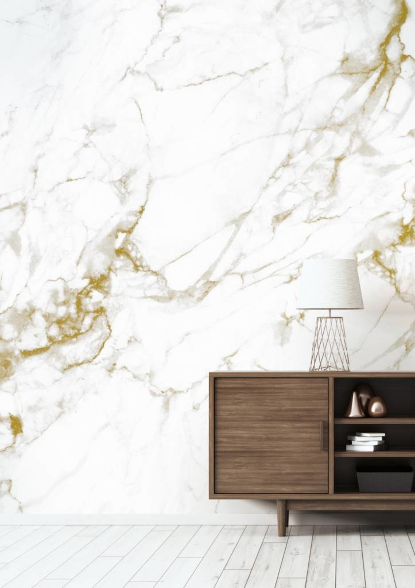 Marmor Tapete Wei Gold