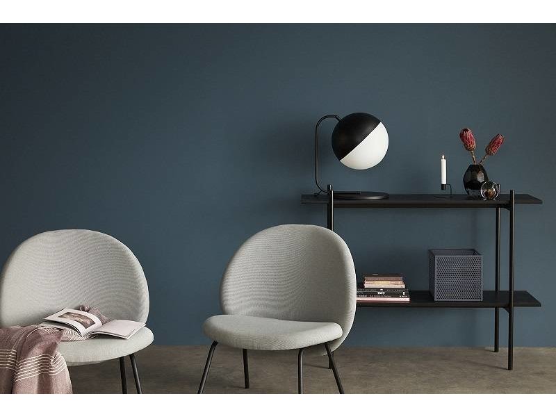 Hübsch table lamp black metal with white glass - LIVING AND CO.