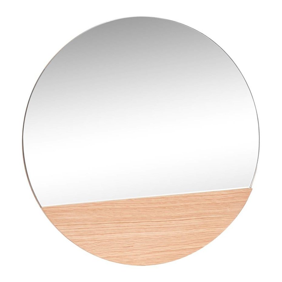 Hübsch round wall mirror oak wood - LIVING AND CO.