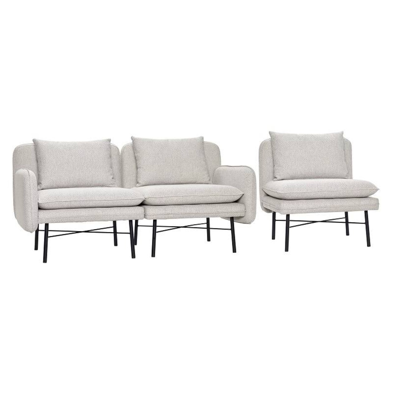 Hübsch Modular sofa light grey 3-seater - LIVING AND CO.