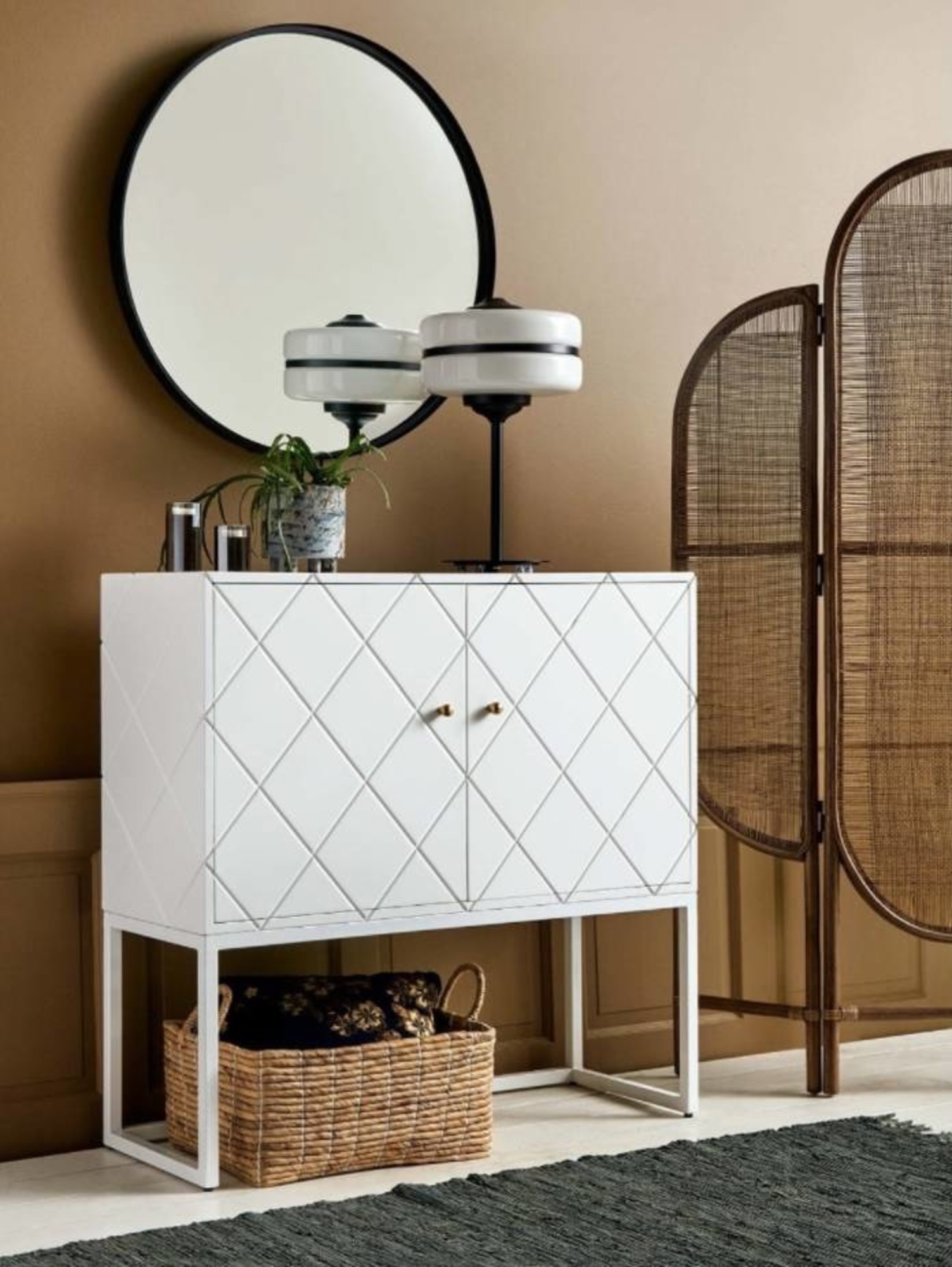 Nordal rattan room divider with webbing - LIVING AND CO.