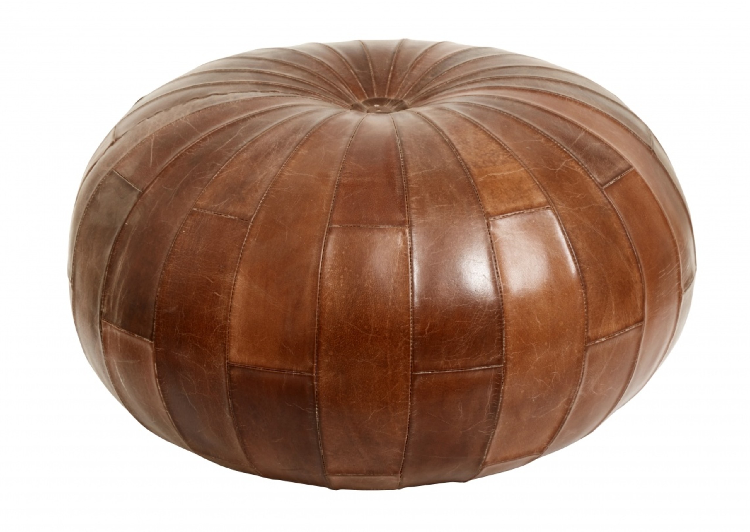 Nordal Rugby leather ottoman - antique brown - LIVING AND CO.
