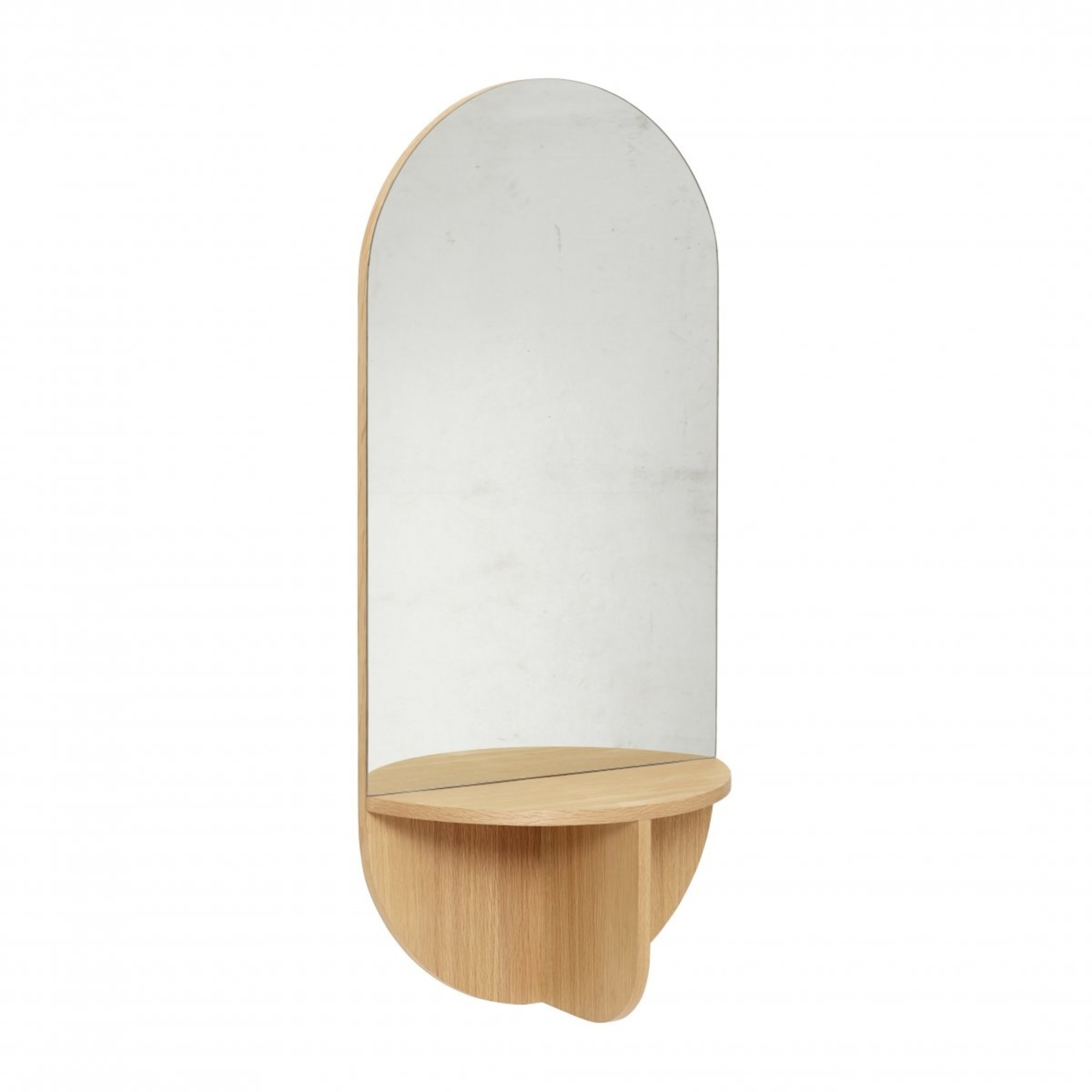 Hübsch Wall mirror oak with shelf - natural - LIVING AND CO.