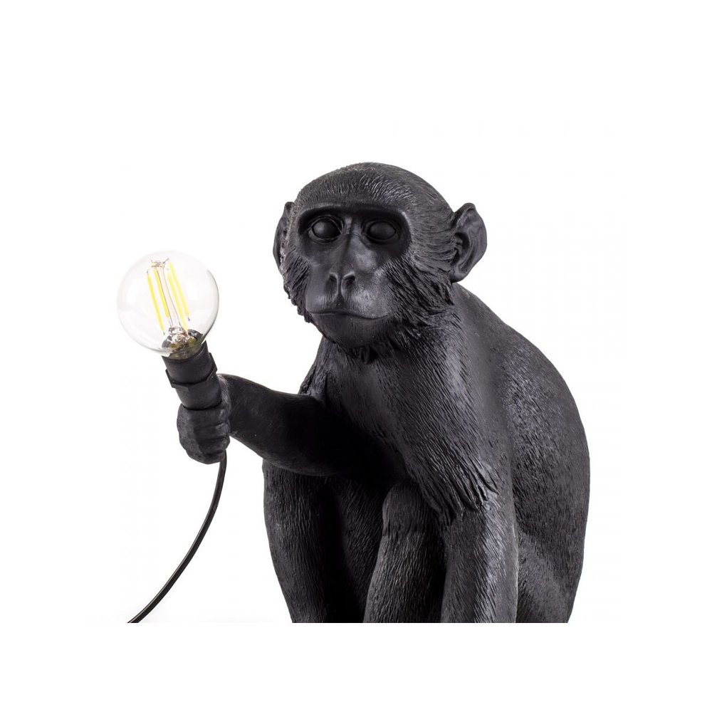 Lampe Seletti Monkey assis - noir - LIVING AND CO.