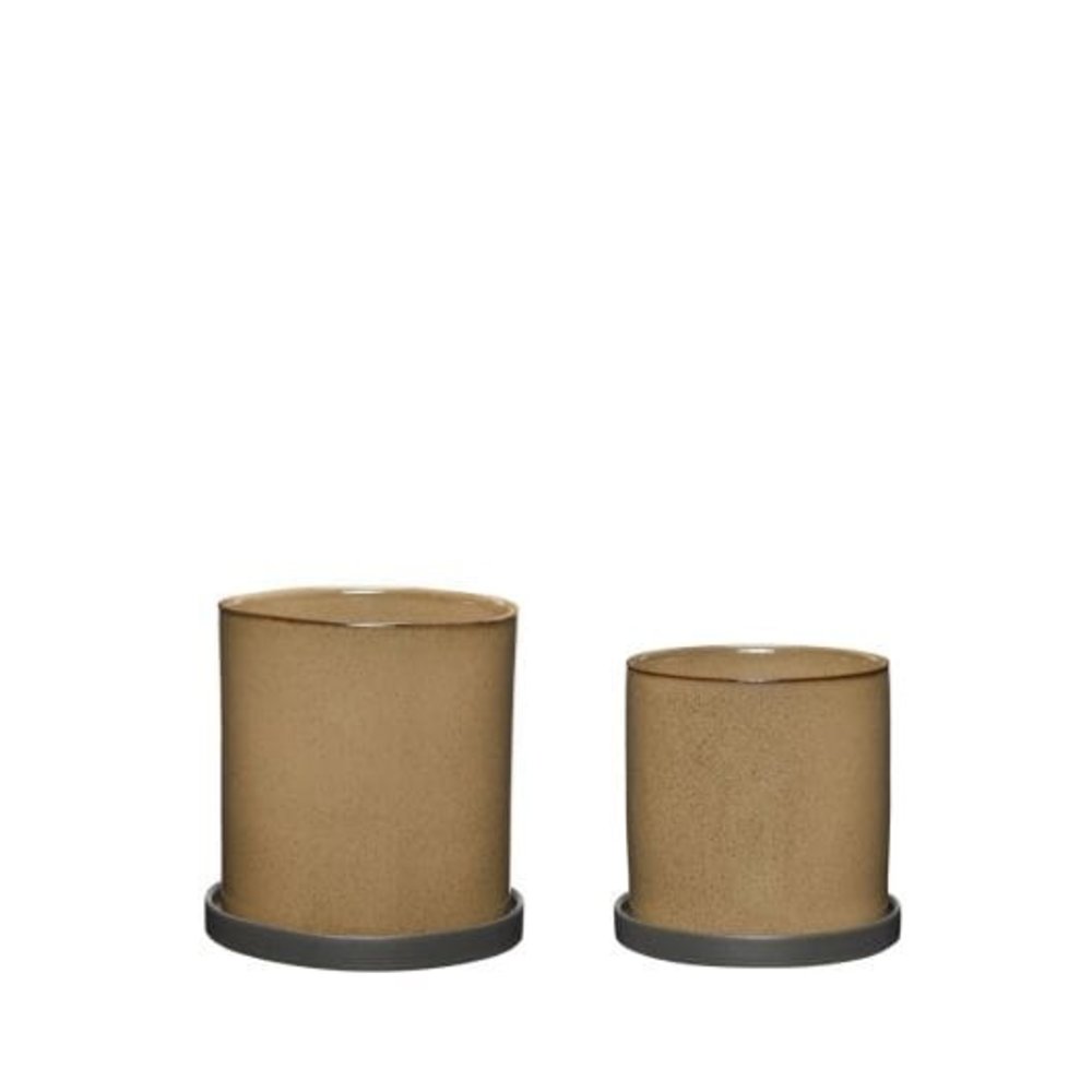 Hübsch Era flower pots brown set of 2 pieces - LIVING AND CO.
