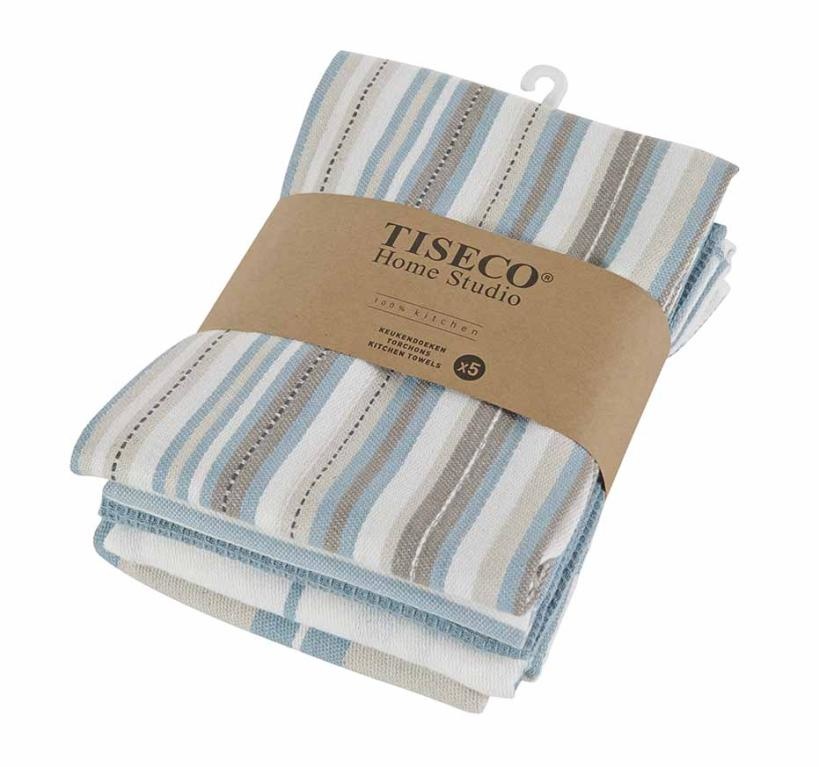 Tiseco Theedoek (5-pack, Blauw) - Kosmeyer.nl - Kosmeyer.nl