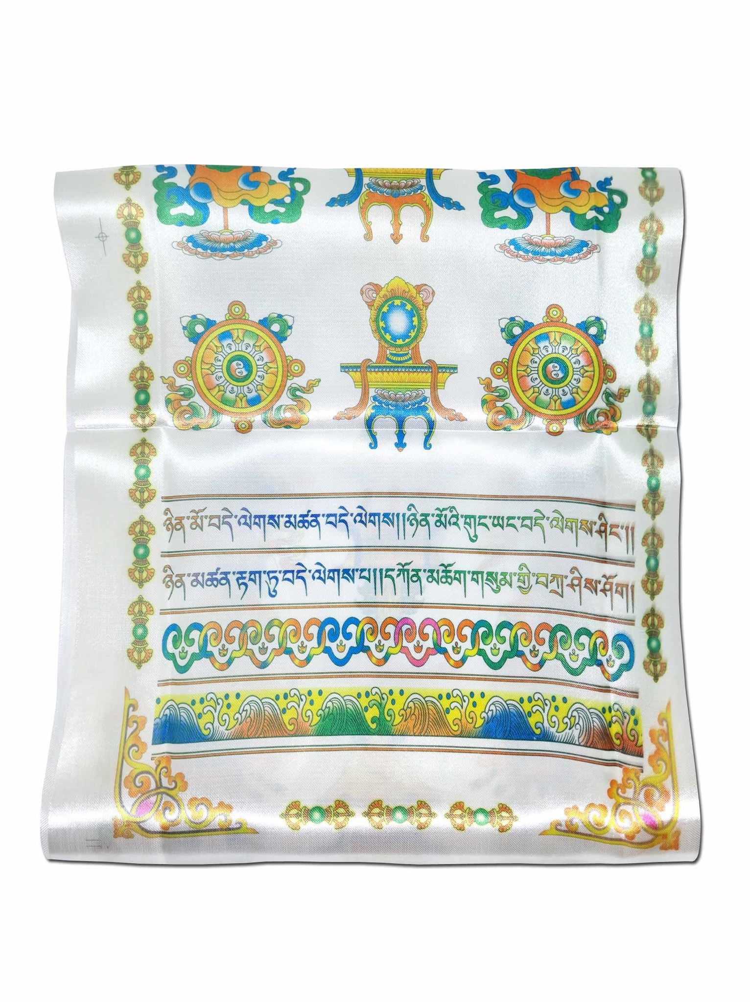 Khata Tibetan Greeting and Prayer Scarf with Lucky Symbols, White ...