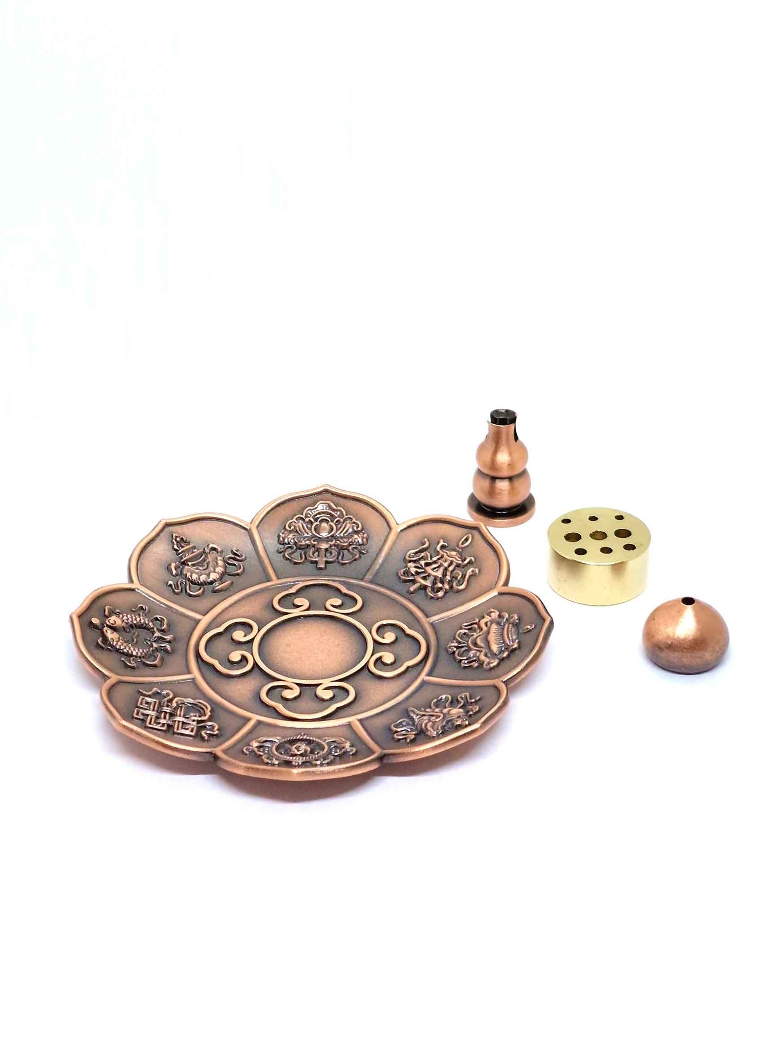 Incense Holder Set With 8 Auspicious Signs - tibet-markets.ch