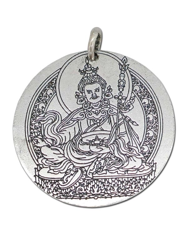 Guru Rinpochen Statue aus Messing, teilweise vergoldet, 35cm - tibet ...