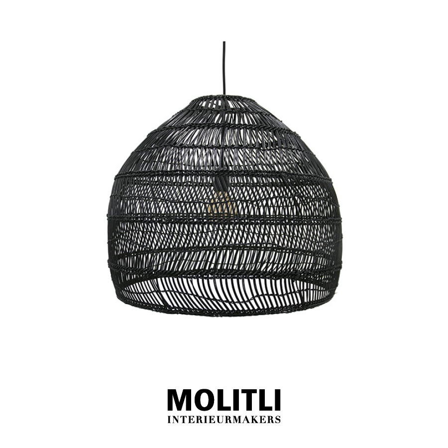 Hanglamp - Rotan lamp Nina Black Small - molitli interieurmakers bv