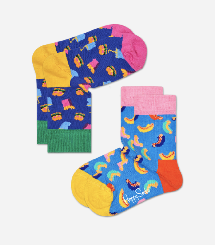 Happy Socks 2-pack Hamburger and Hotdog - Monstertjes - Urban Baby Store