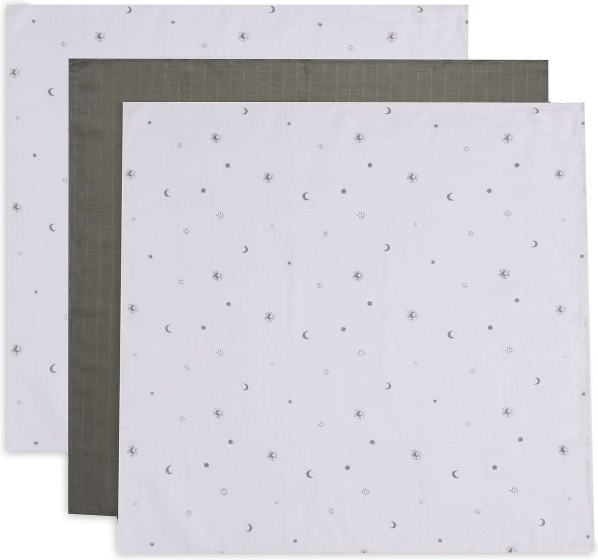 Jollein tetradoek 70x70cm Stargaze Leaf Green 3-pack - Monstertjes ...