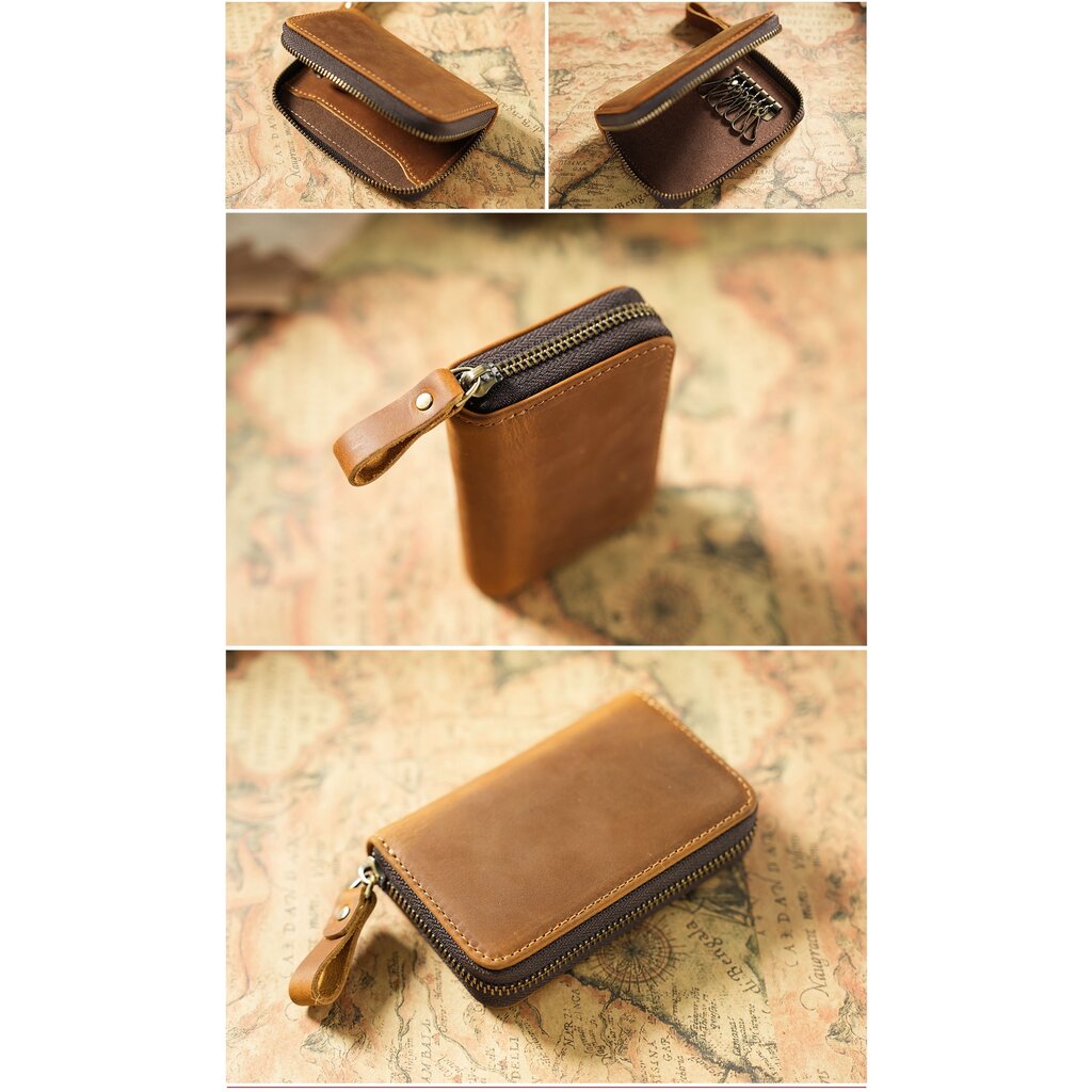 Premium Leather Key Case, Cowhide, Card Slot, 6 Key Rings | Su.B.com ...