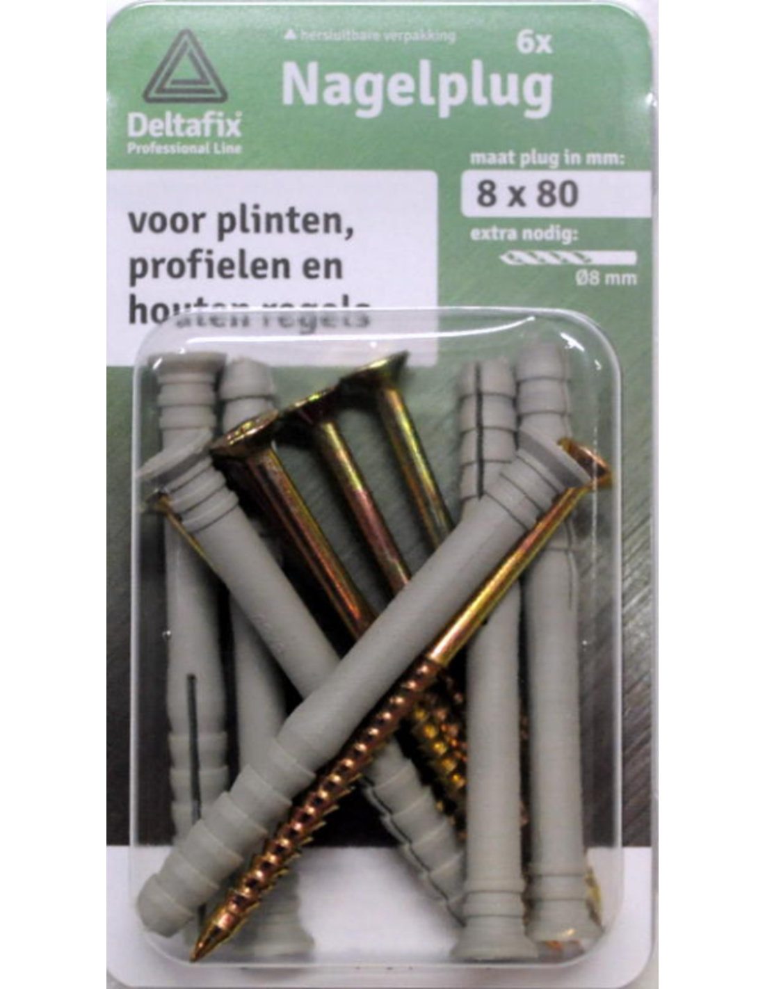 Deltafix Nagelpluggen 8x80mm 6 stuks - HoukemaTools