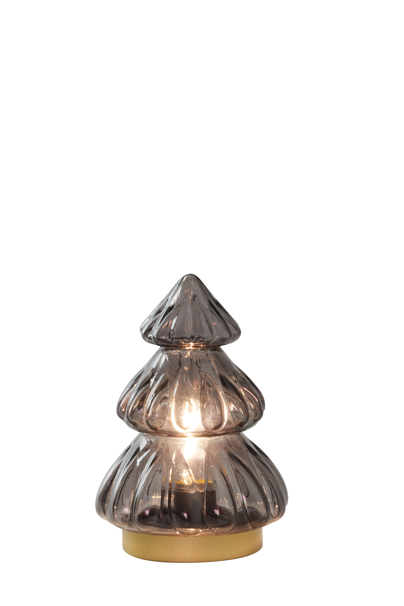 Tafellamp LED Ø12x18 cm TREE glas glans donker bruin - De Woon Winkel