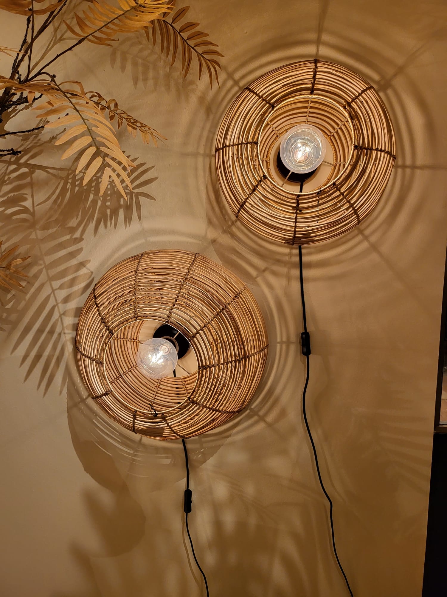 Wandlamp Ø40x15 cm MILAN rotan naturel - De Woon Winkel