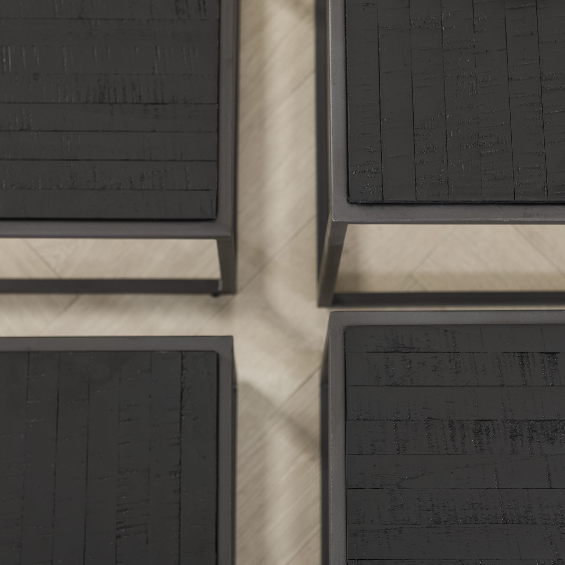 Salontafel set/4 Teca black - Gratis thuisbezorgd - De Woon Winkel