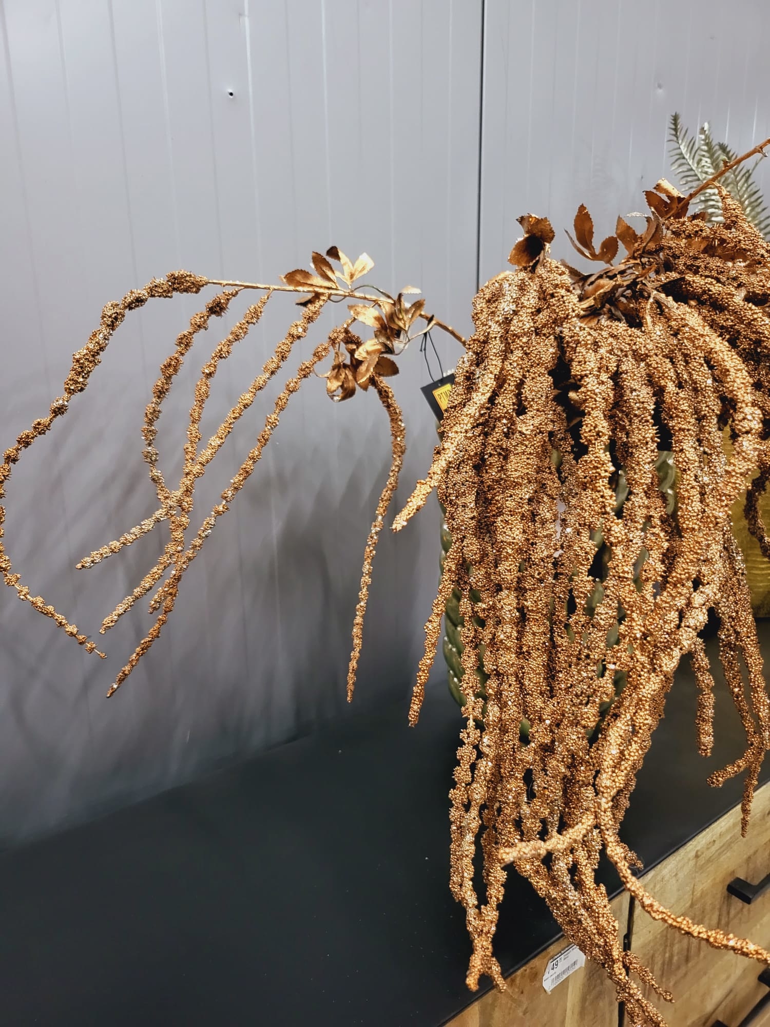 Kunsttak Twig Plant copper glitter amaranthus spray - De Woon Winkel