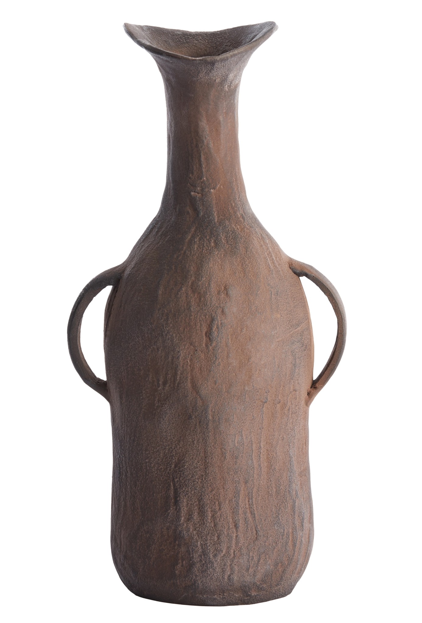 Vaas deco 16x10x32 cm ANCONI donker bruin - De Woon Winkel