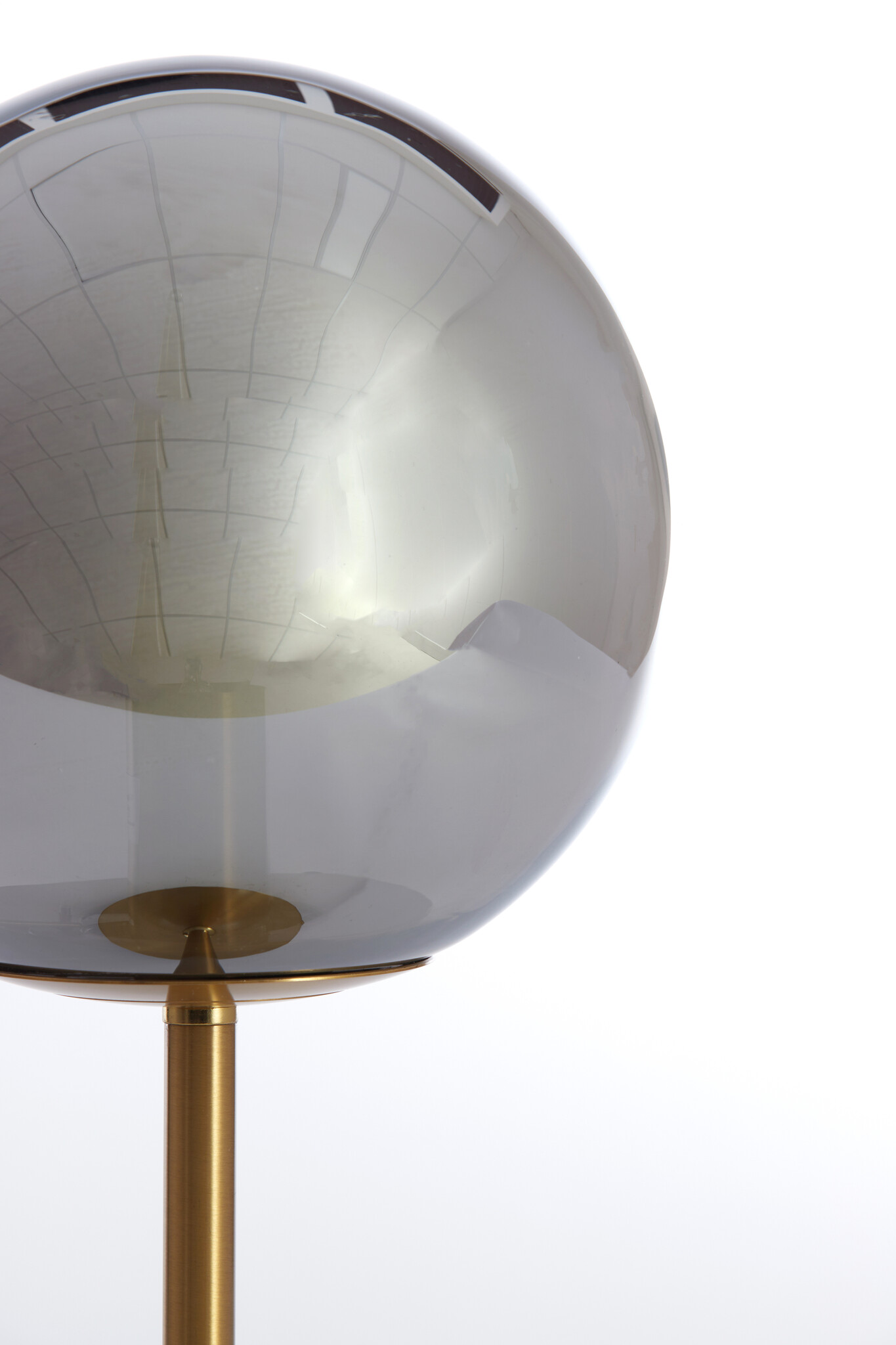 Tafellamp Ø20x43 cm MEDINA glas smoke+goud - De Woon Winkel